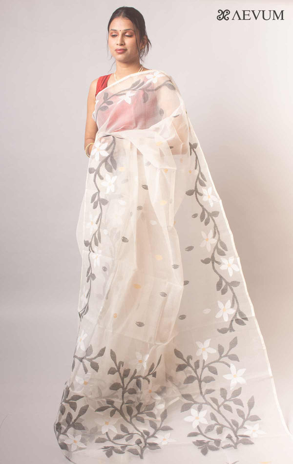 Buy Muslin Silk Saree Online - Muslin Jamdani Saree | AEVUM