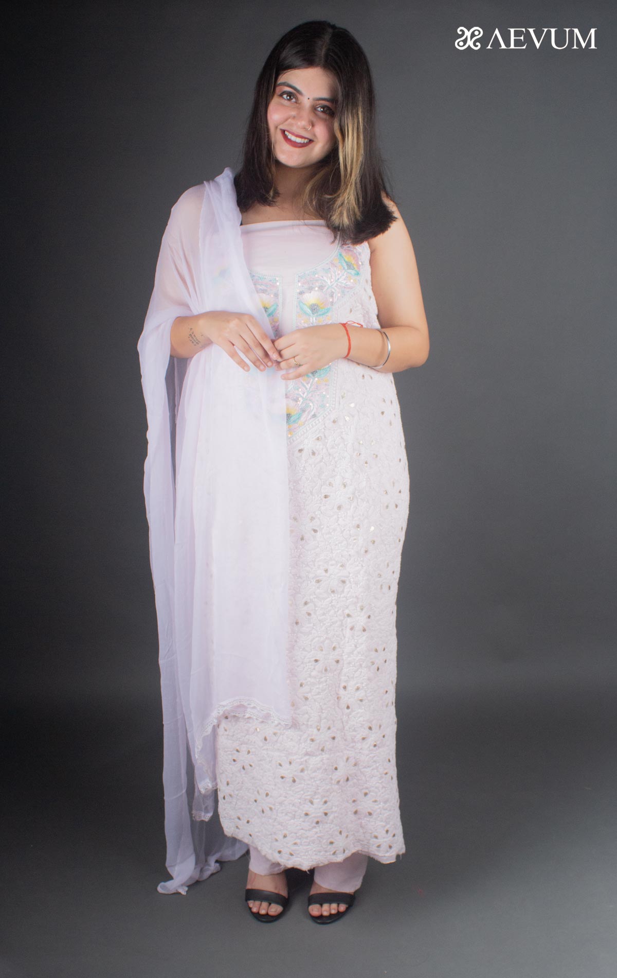 Hand Embroidered Lucknowi Chikankari Dress Material - 7225 – AEVUM